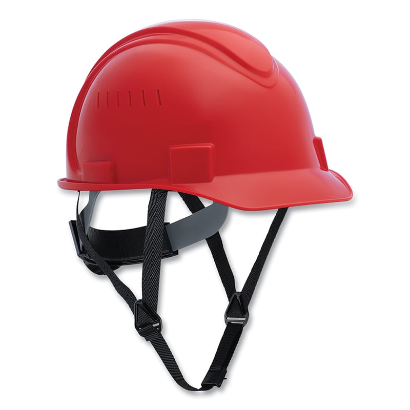 Short Brim Hard Hat, 4-point Ratchet Suspension, Vented, Red | Capital ...