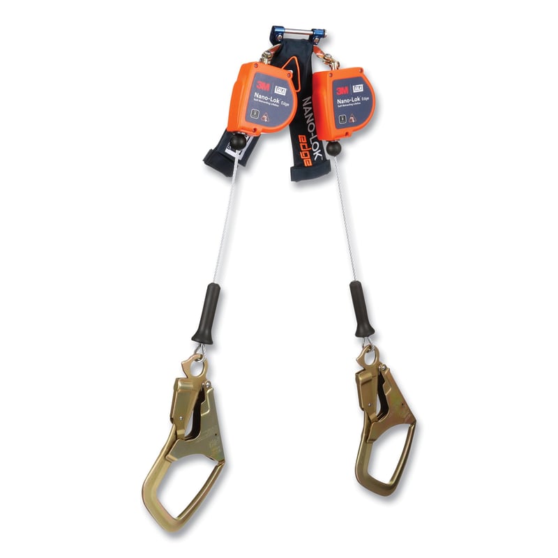 Nano-Lok™ Edge Self-Retracting Lifeline, 6 ft, Rebar Snap Hook, 420 lb, 2 Legs, Galvanized Cable ...