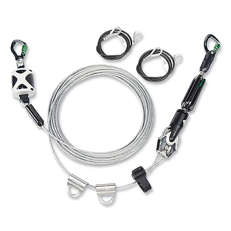 Temporary Horizontal Lifeline System Cable 60 ft L 2 Man With Anchorage ...