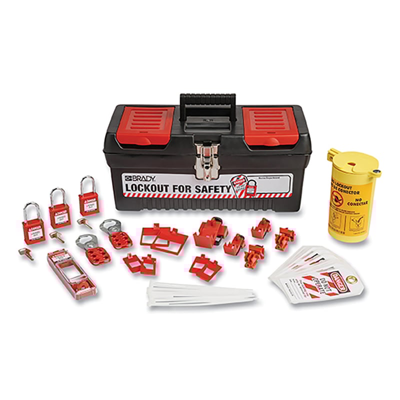 Electrical Lockout Tagout Kit, 34 Pc, With toolbox and Nylon Safety ...